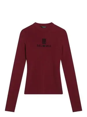 Balenciaga Ribbed Burgundy Nano Bb Sweater - Red
