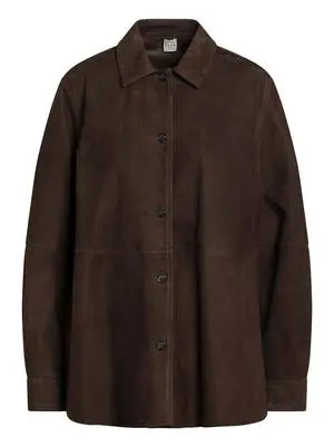TOTEME Leather Shirt Jacket - Brown