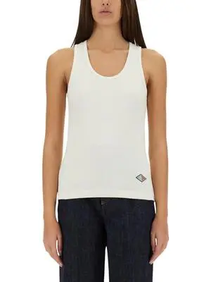 Bottega Veneta Ribbed Cotton Jersey Top - White