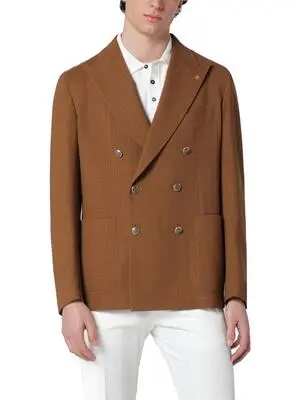 Tagliatore Caramel Double-breasted Wool Jacket - Brown