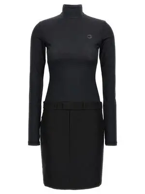 Coperni Hybrid Tech Fabric Sweater And Trompe L'oeil Skirt Dress - Black
