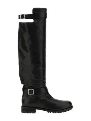 JIMMY CHOO Leather Biker Boots - Black
