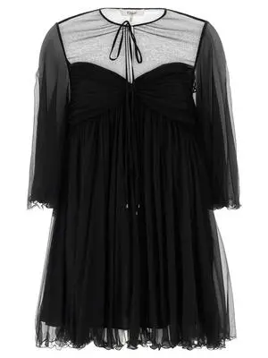 Chloé Georgette Mini Dress - Black