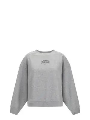 GANNI GANNI Logo Crewneck Sweatshirt Gray