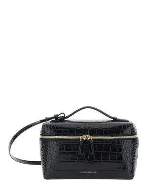 Victoria Beckham Black Crossbody Bag With Logo Lettering On The Front And Adjustable And Removable Strap In Leather For - Multicolor