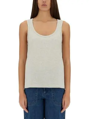 A.p.c. Cotton Tank Top With Logo - Gray