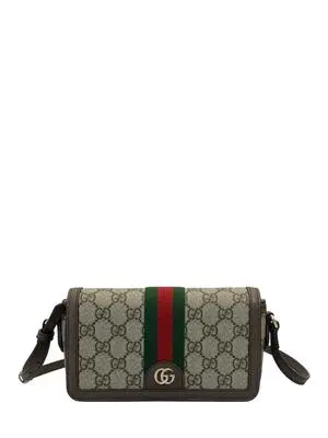 Gucci Calf Leather And Fabric Shoulder Bag - Cream
