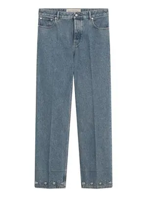 Valentino Garavani Cabochon-embellished Denim Jeans - Blue