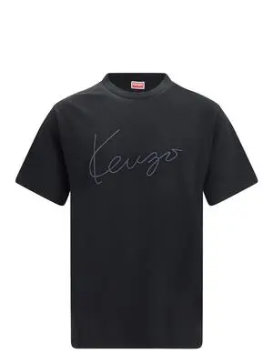 Kenzo Embroidered Signature Cotton T-shirt - Black