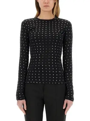 Sportmax Crystal-embellished Round Neck Top - Black