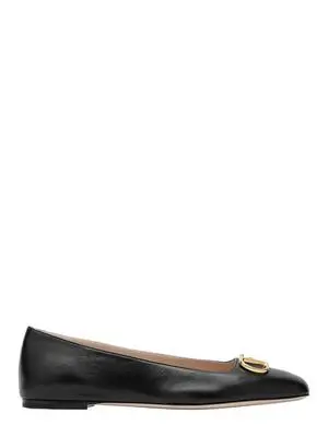 Valentino Garavani Vlogo Signature Ballerina Flats In Nappa Leather - Black