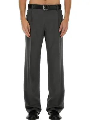 Moschino Virgin Wool Straight Leg Trousers - Gray
