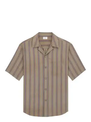 Saint Laurent Boxy Short-sleeve Button-up Cupro Shirt - Brown