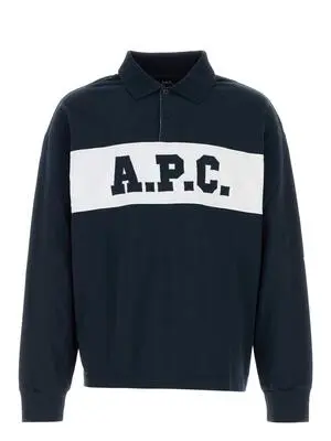 A.p.c. Navy Cotton Oversize Alexis Polo Shirt - Blue