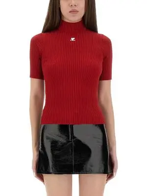 COURREGES COURREGES Ribbed Knit T-Shirt