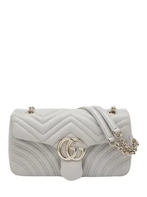 Gucci Gucci Gg Marmont Medium Light Grey Shoulder Bag Women Gray