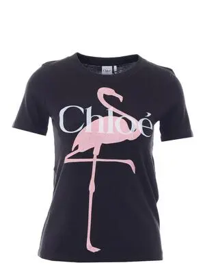 Chloé Adapted Cut T-shirt With Logo - Black