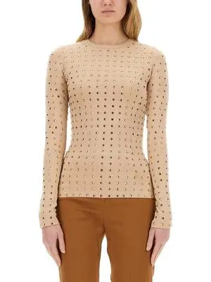 Sportmax Negus Top With Crystals - Cream