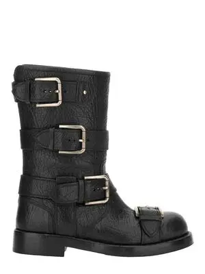 Dolce & Gabbana Leather Boot With Buckles - Black