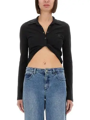 COURREGES Cropped Polo Shirt Twist - Black