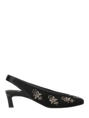 Fendi Embroidered Slingback - Black