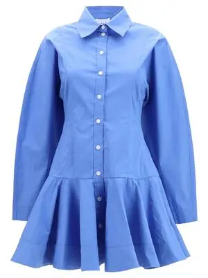 GANNI Cotton Shirt Dress - Blue