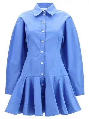 GANNI Cotton Shirt Dress - Blue