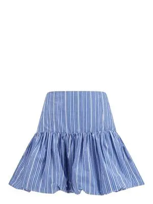 GANNI Striped Mini Balloon Skirt - Blue