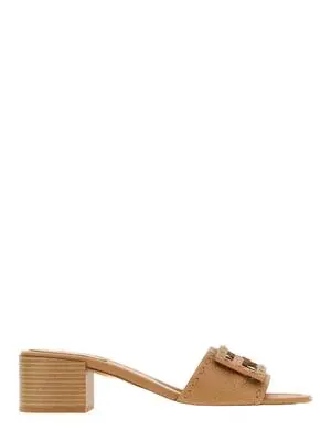 Fendi Fendi Women Camel Leather Baguette Mules Brown