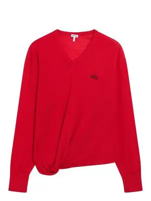 Loewe Merino Wool Draped Top - Red