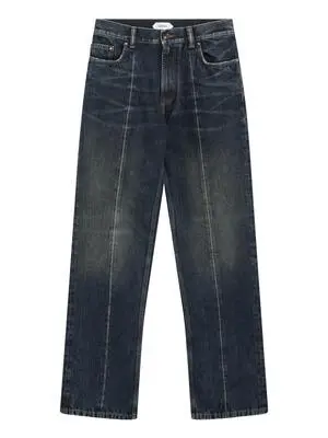 Versace Straight-leg Stonewashed Cotton Denim Jeans - Blue