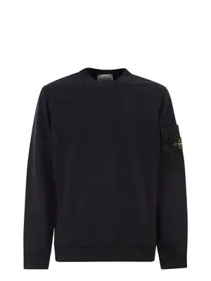 Stone Island Regular Fit Crew Neck Sweatshirt With Seasonal Pocket - Blue