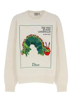 Dior Cotton And Wool Sweater With Book Cover Embroidery - Multicolor