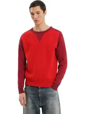 1989 STUDIO Color Block Crew Neck Sweater - Red