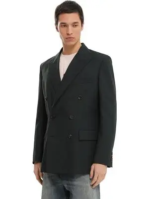 1989 STUDIO Dark Double-breasted Blazer - Green
