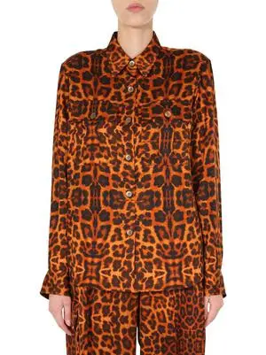Dries Van Noten Caffy Animal Print Shirt - Red