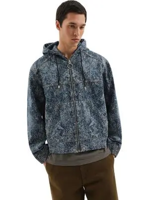1989 STUDIO Denim Marbled Zip Hoodie - Blue