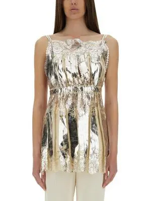 Rabanne PACO RABANNE Laminated Satin Top Cream