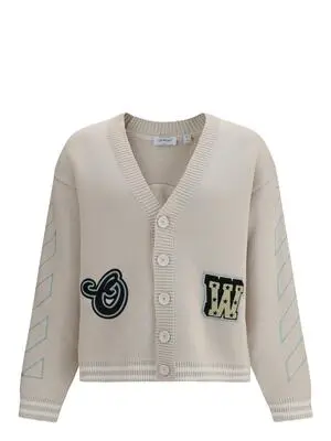 Off-White Star Logo Diagonal Varsity Cardigan - Cream