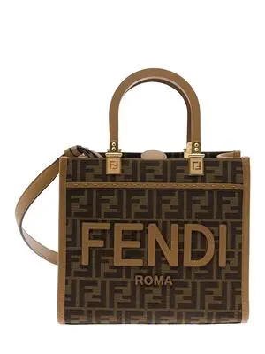 Fendi Tote Bag 'piccola Sunshine' With Ff Jacquard Fabric And Leather For - Brown