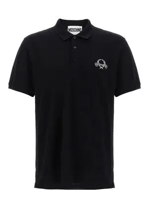 Moschino Logo Embroidery Polo Shirt - Black