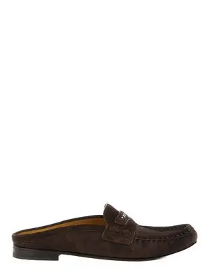 Fendi Suede Sabots - Brown
