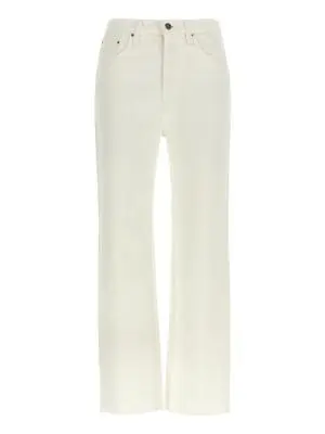 TOTEME High Waist Straight Leg Jeans - White