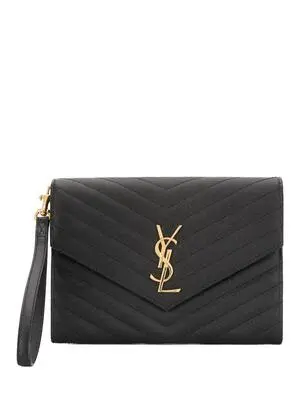 Saint Laurent Cassandre Matelassé Flap Pouch - Black