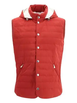 Brunello Cucinelli Quilted Puffer Vest - Red