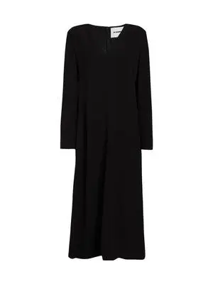 JIL SANDER V-neck Long Sleeve Midi Dress - Multicolor