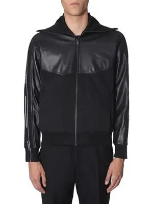 Givenchy Leather Paneled Zip Up Jacket - Black