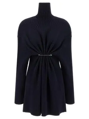 Balenciaga Pinched Ribbed Knit Mini Dress - Blue