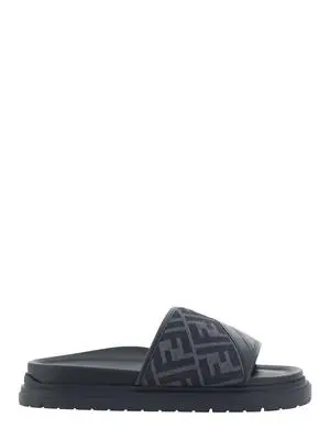 Fendi Slide Diagonal Sandals - Gray