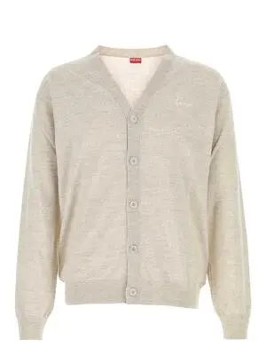Kenzo Light Grey Wool Cardigan - Gray